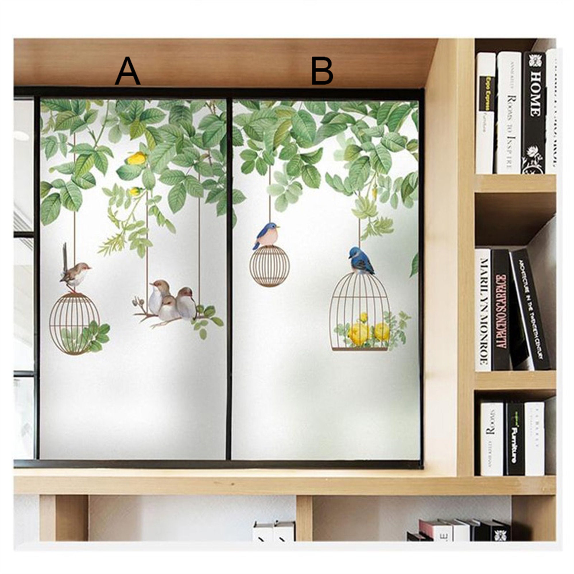 Birds on Green Plant Window Clings Removable Green Leaf - Etsy