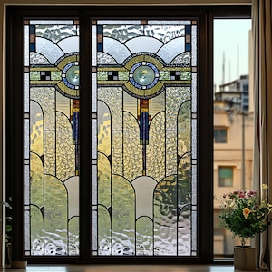 Art Deco Stained Glass Window Film - Privacy Frosted Decorative Vinyl ...