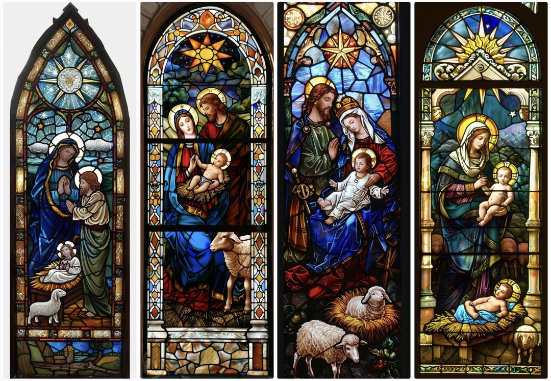 Custom Nativity Scene Stained Glass Window Film Christmas Decor ...