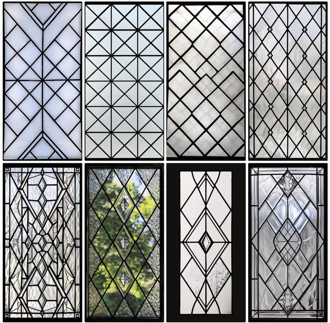 Modern Geometric Frosted Stained Glass Window Film, Privacy Static ...