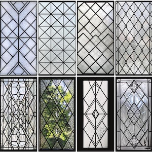 Modern Geometric Frosted Stained Glass Window Film, Privacy Static ...