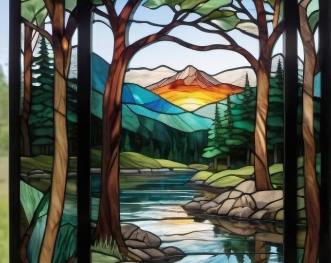 Custom Size Nature-inspired Stained Glass Window Cling Breathtaking ...