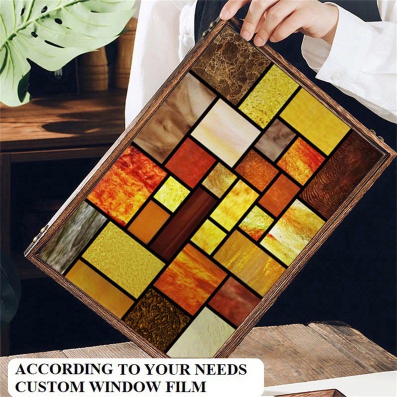 Stained Glass Window Film Double Sided Static Cling Window Cling Non Adhesive Glass Windows