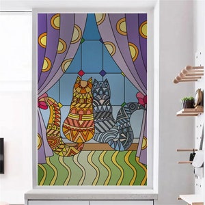 Stained Glass Window Film - Frosted Glass Sticker With Castle Cartoon ...