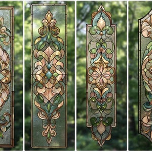 Stained Glass Door Panel Rose - Etsy
