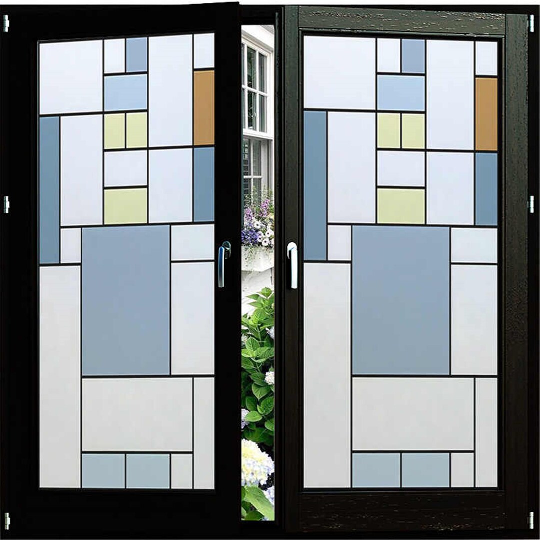 Vintage Geometric Stained Glass Effect Window Film – Opaque, Frosted ...