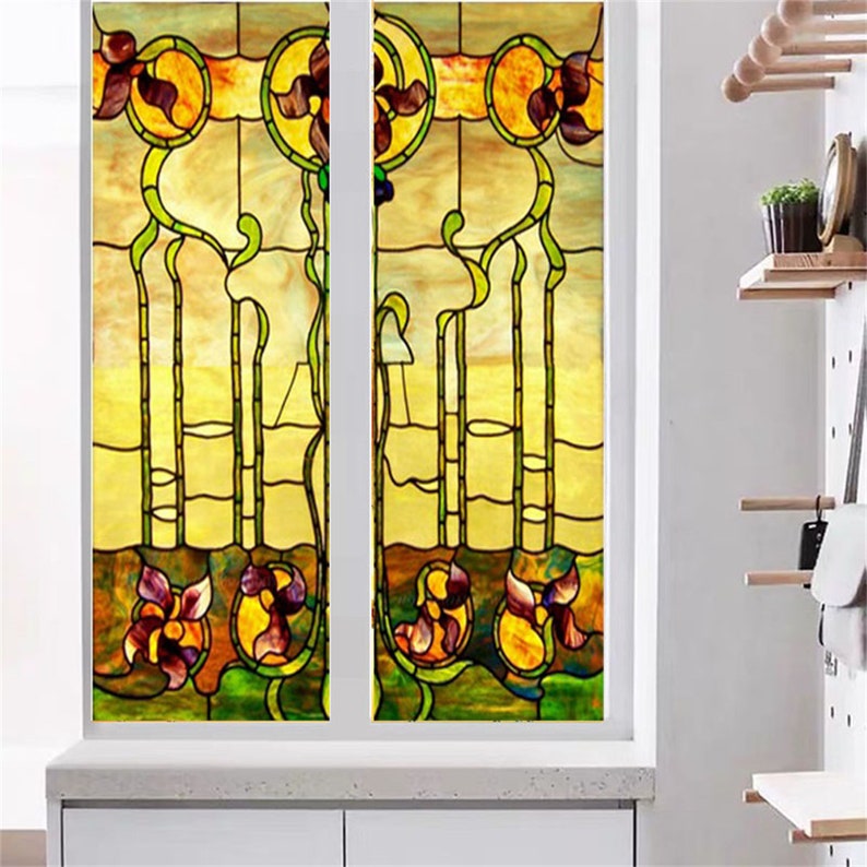 Custom Frosted Glass Static Cling - Stained Glass Window Film With Self ...