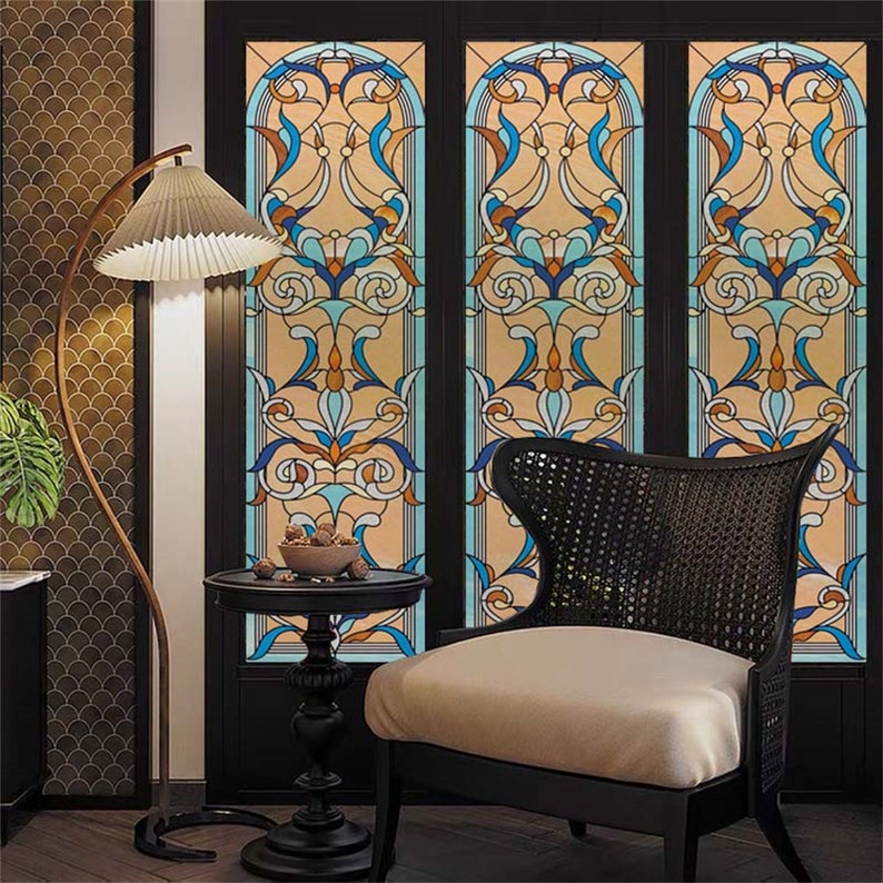 Custom Size Stained Glass Window Film Retro Baroque Style Vintage ...