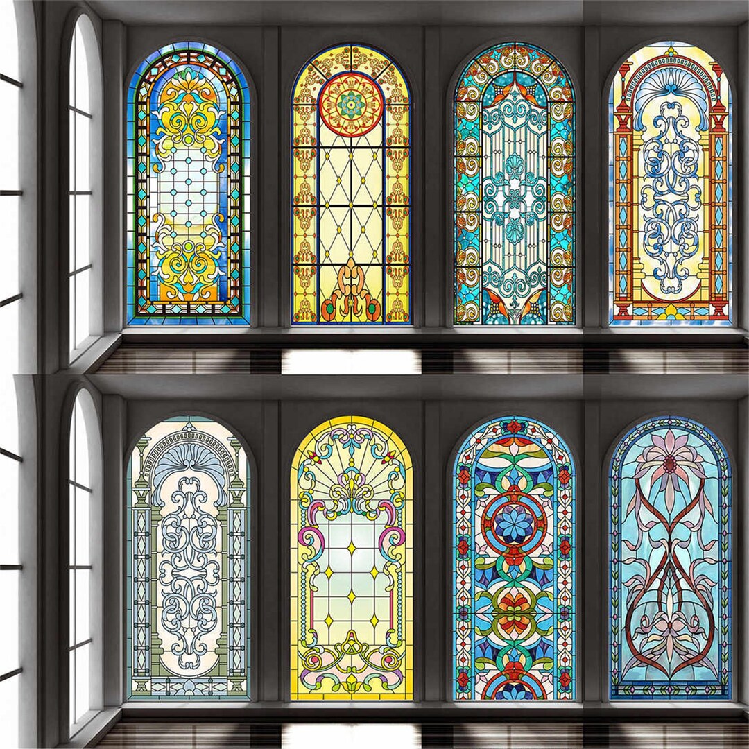 Custom European Vintage Arched Frosted Glass Sticker – Static Cling ...