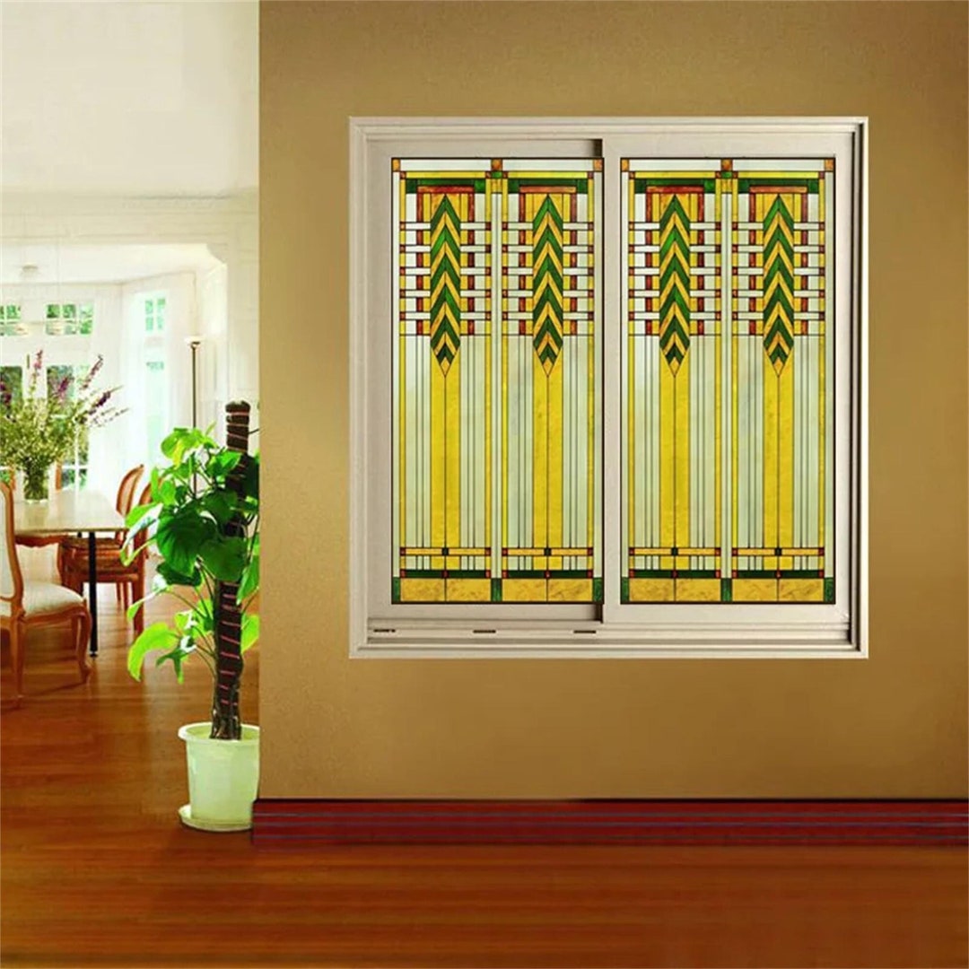 Prairie Style Window Film - Frosted Glass, Custom Size, Privacy Static ...