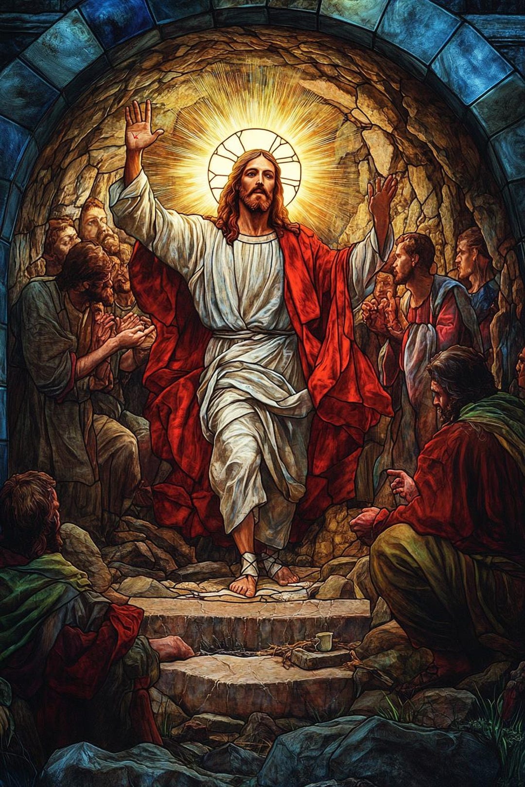 Jesus Christ Resurrection Scene Stained Glass Window Film - Custom ...