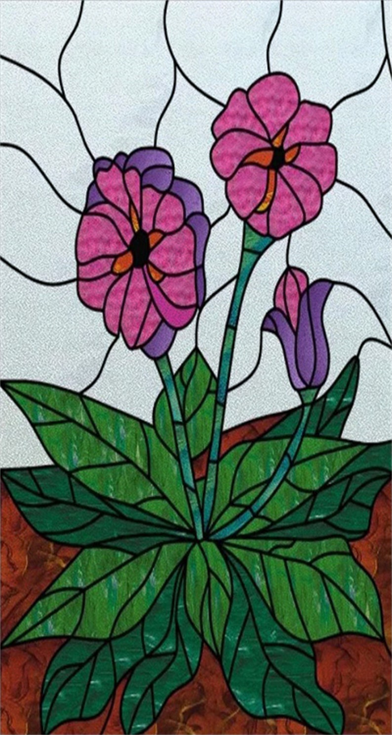 Window Film Stained Glass Stickers,custom Size Static Cling Rose,flower ...