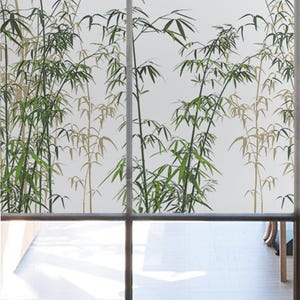 Decortive Window Film Privacy Green Plant Bamboo Static Cling Window ...