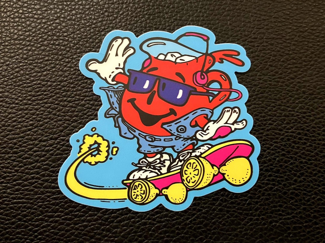 Kool-aid Man Retro Skateboard - 3in. Wide Vinyl Sticker - Etsy