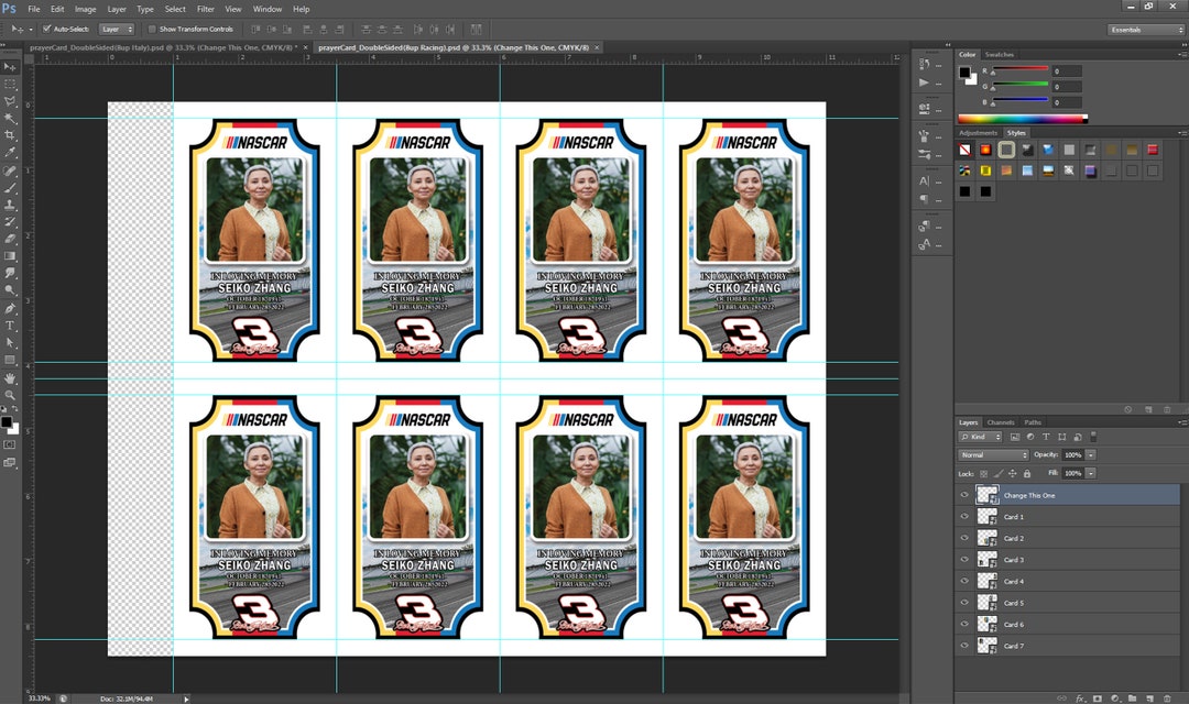 8-up Prayer Card Template for Funeral Homes - "dale Earnhardt" - US ...