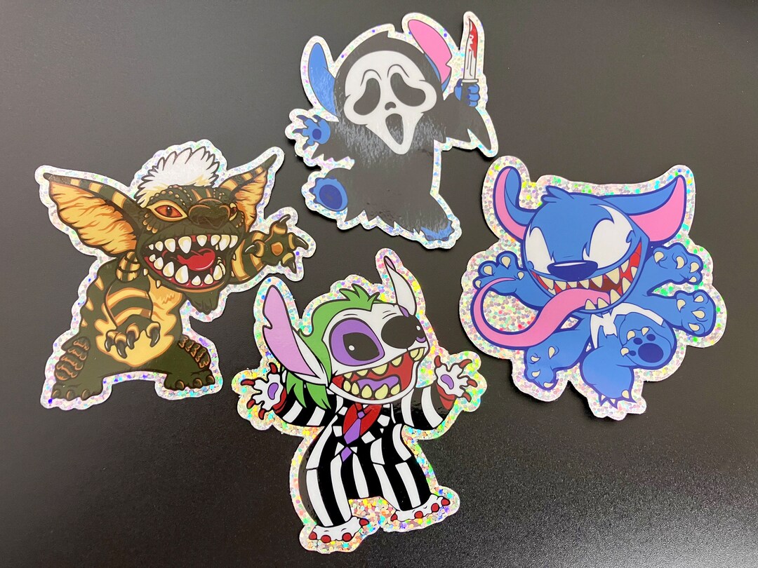 Stitch Mashups Glitter Vinyl Sticker 3in. Tall 4 Different - Etsy