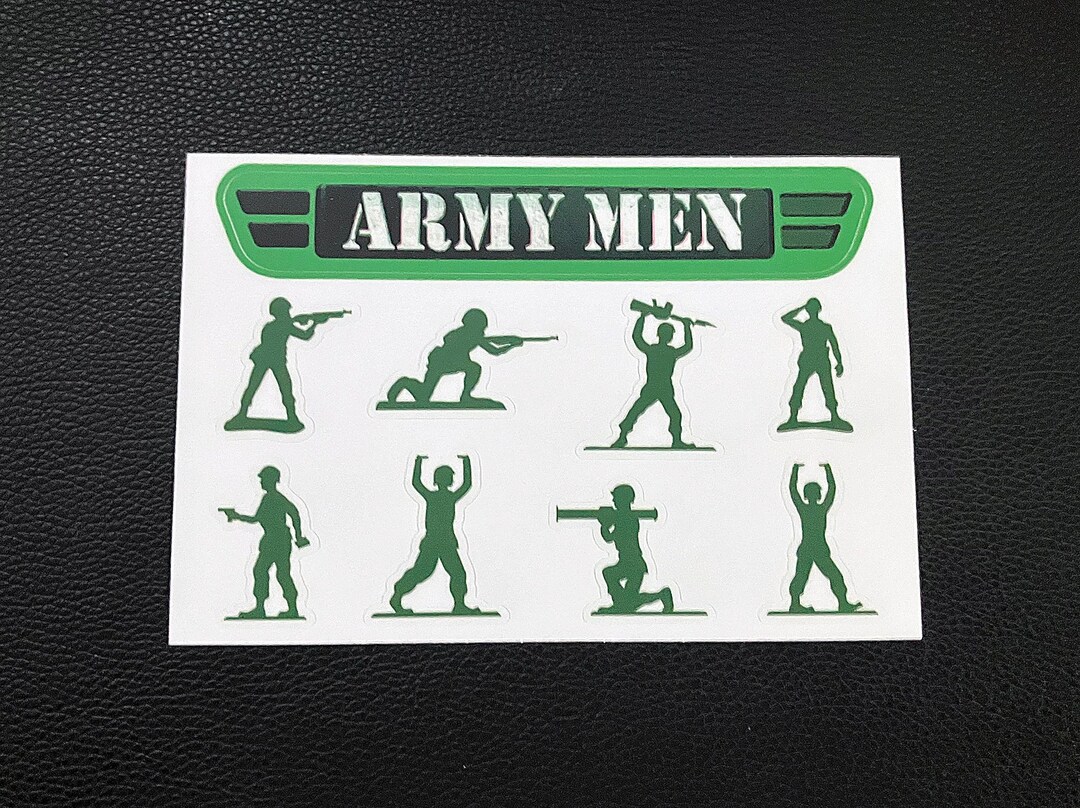 Army Men Sticker Sheet- 4 In. X 6 In. Wide Durable Matte Vinyl - 9 ...