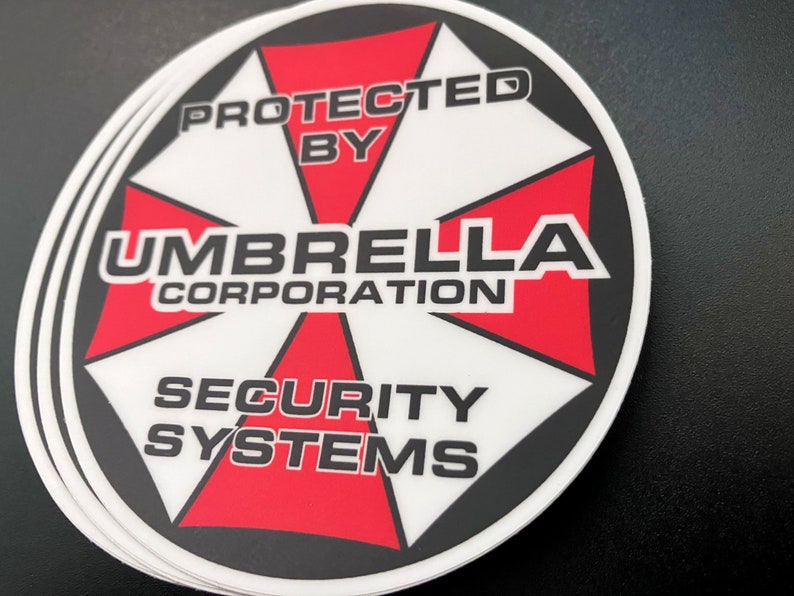 Umbrella Corp Resident Evil Fan Art Security Sticker 3 In. Wide Durable ...