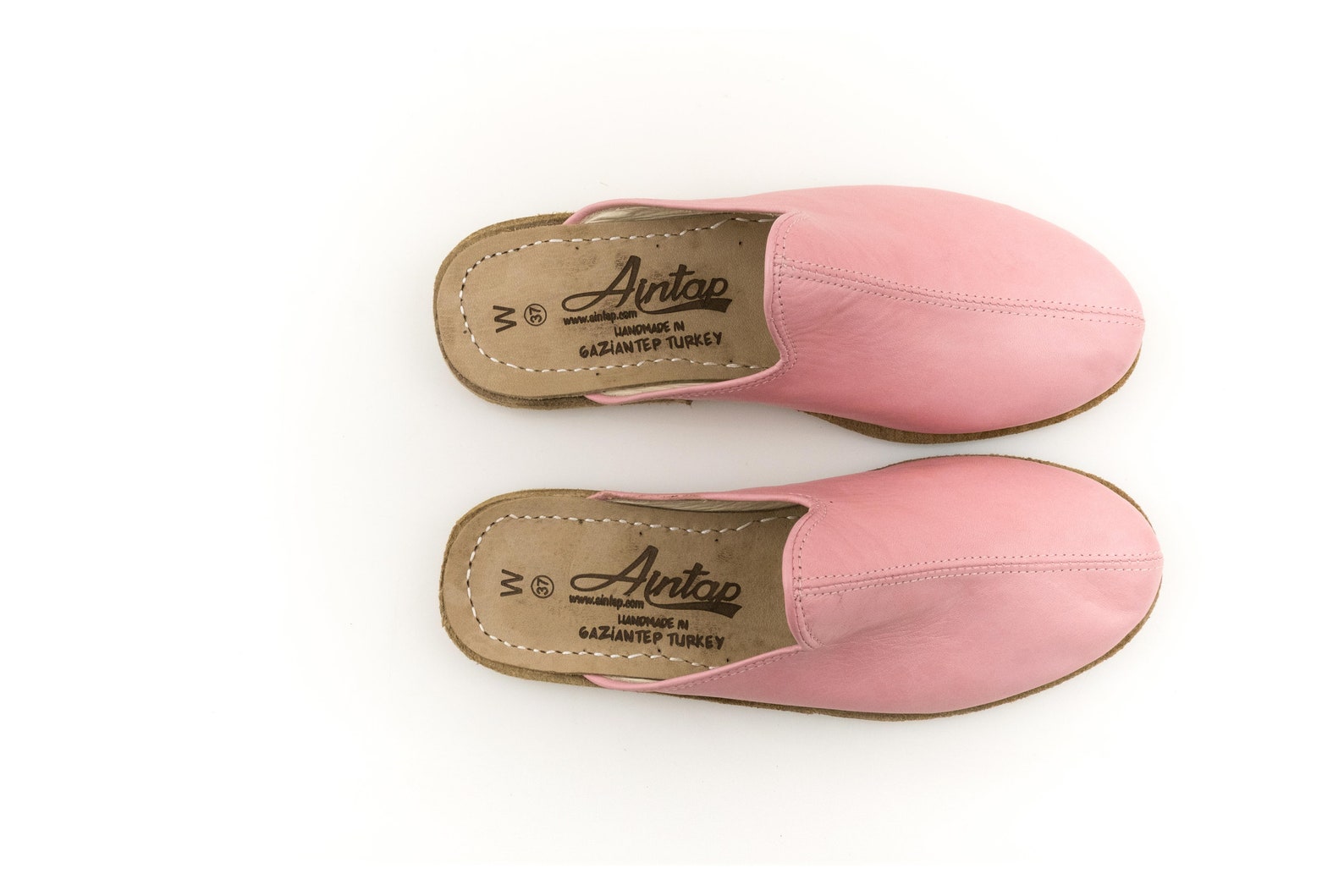 Women Mule PINK SMOOTH Leather Handmade Yemeni Slippers, Natural ...