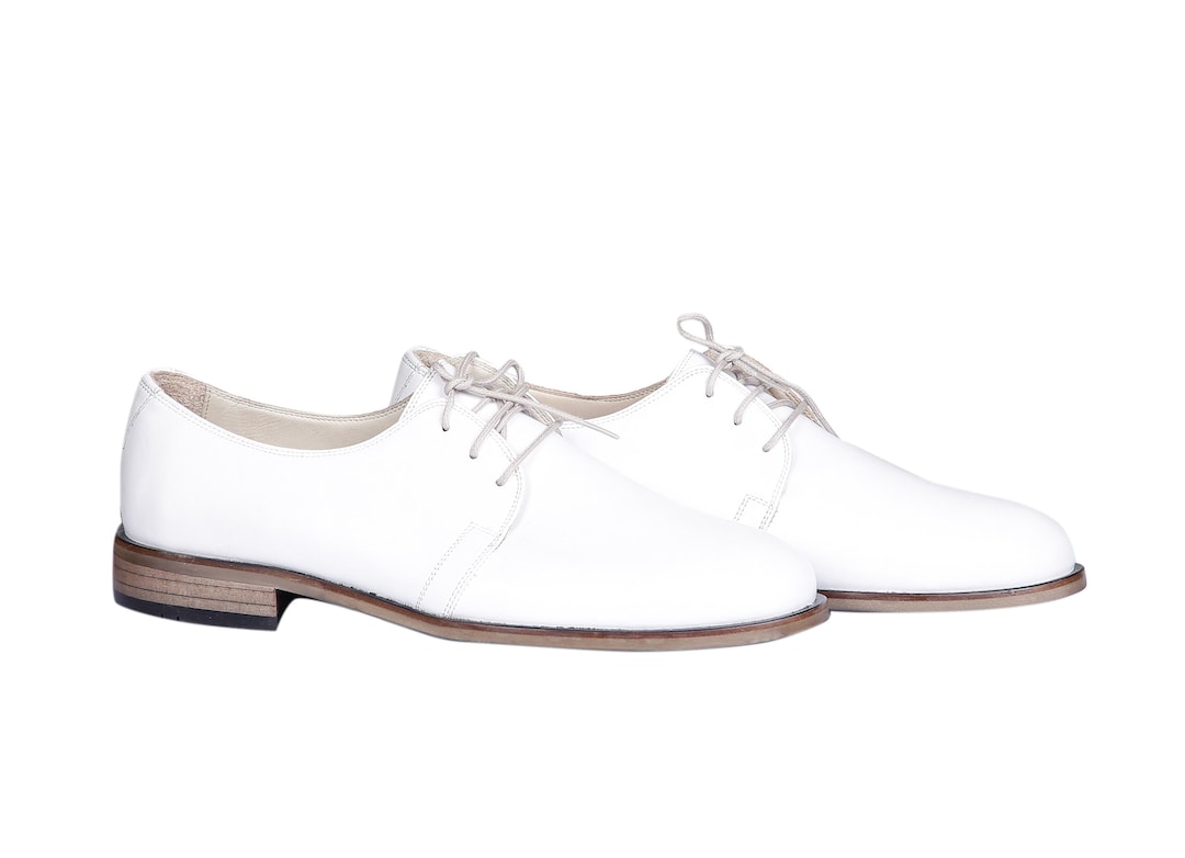 Men's Handmade White Leather Oxford Dress Shoes - Etsy