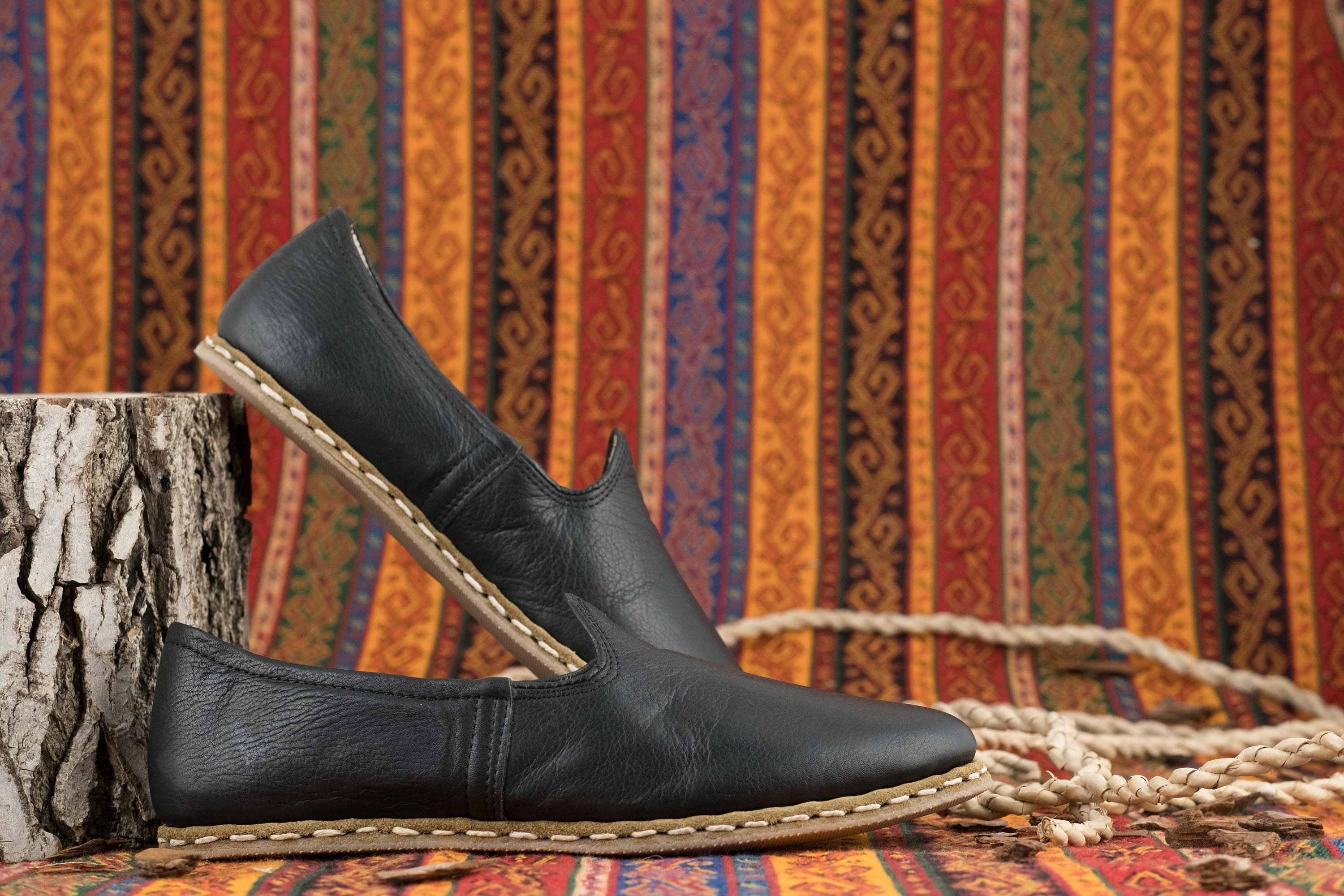 Men BLACK SMOOTH Turkish Genuine Leather Handmade SPORT Yemeni Shoes ...