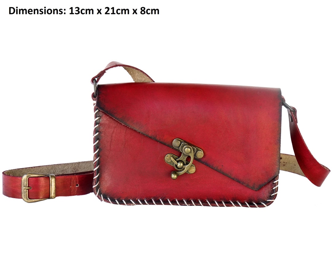 Red Buffalo Leather Crossbody Bag: Hand-dyed Turkish Shoulder Bag - Etsy