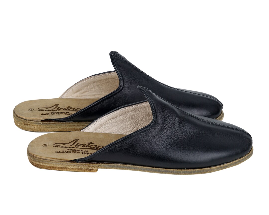 Women Mule BLACK Smooth Turkish Genuine Leather, Handmade, Yemeni ...