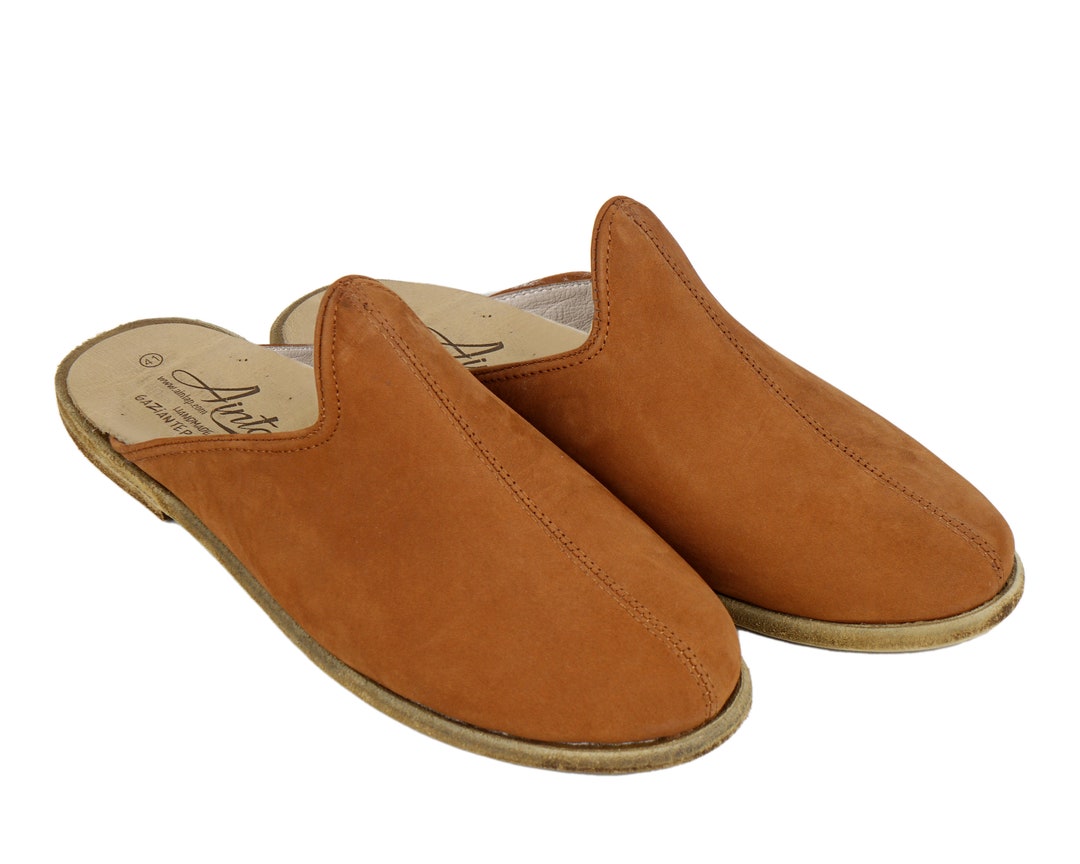 Women Mule TAN NUBUCK Turkish Genuine Leather, Handmade, Yemeni ...