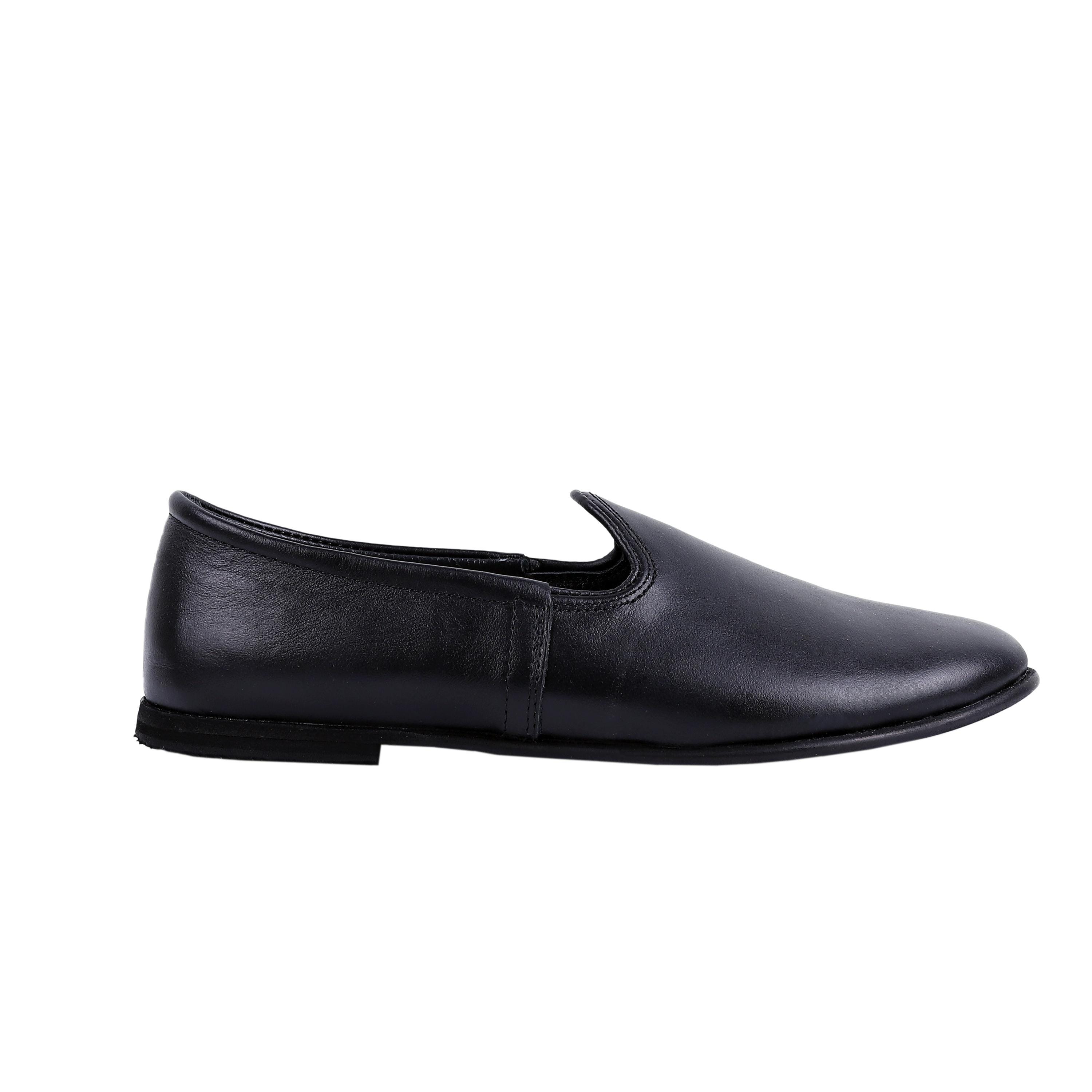 Women BLACK SMOOTH Leather, Handmade, Heeled Yemeni Slippers, Natural ...