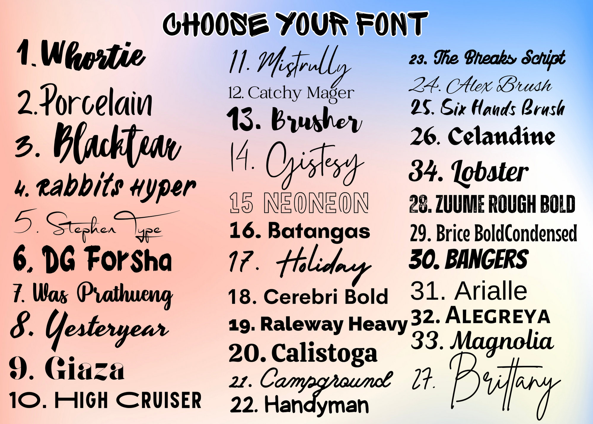 Different Font Types