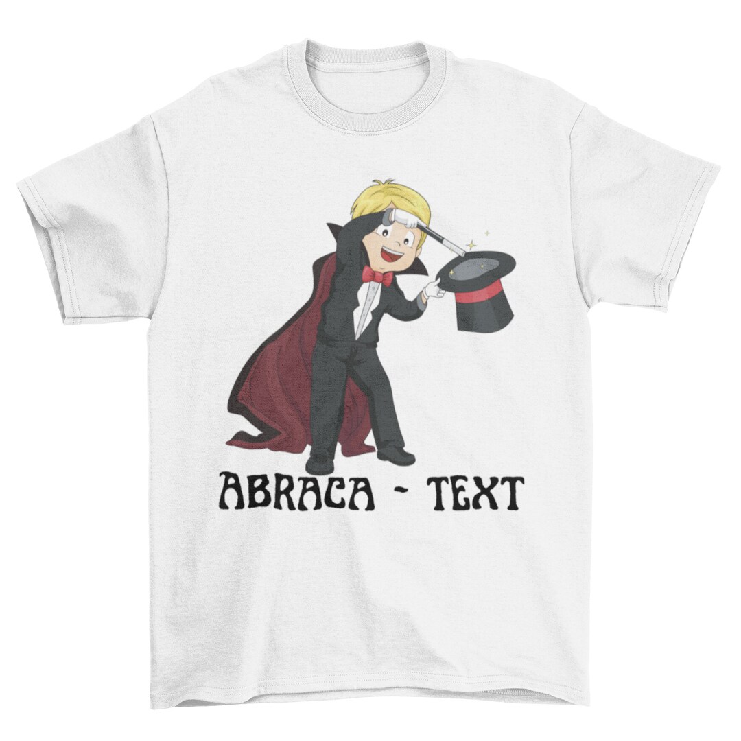 Customized Abracadabra Text Magician Boy T-shirt Design, Personalized ...