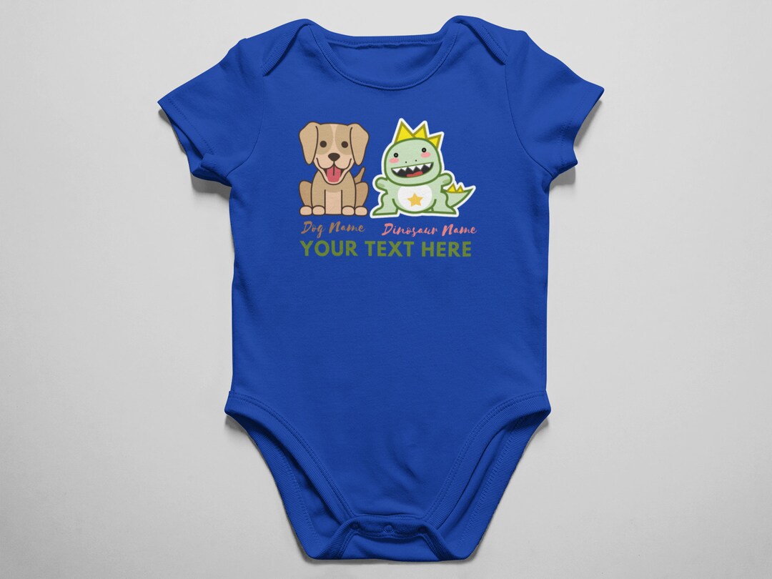 Customized Pug Dog T-rex Dinosaur Bodysuit, Cute Little Baby Puppy Dog ...