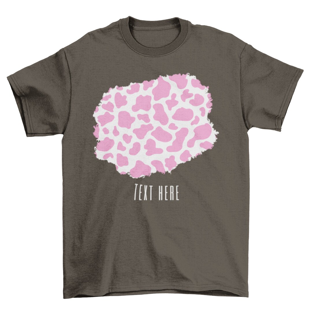 Customized Pink Cow Print Graphic Classic T-shirt, Pink Cow Skin ...