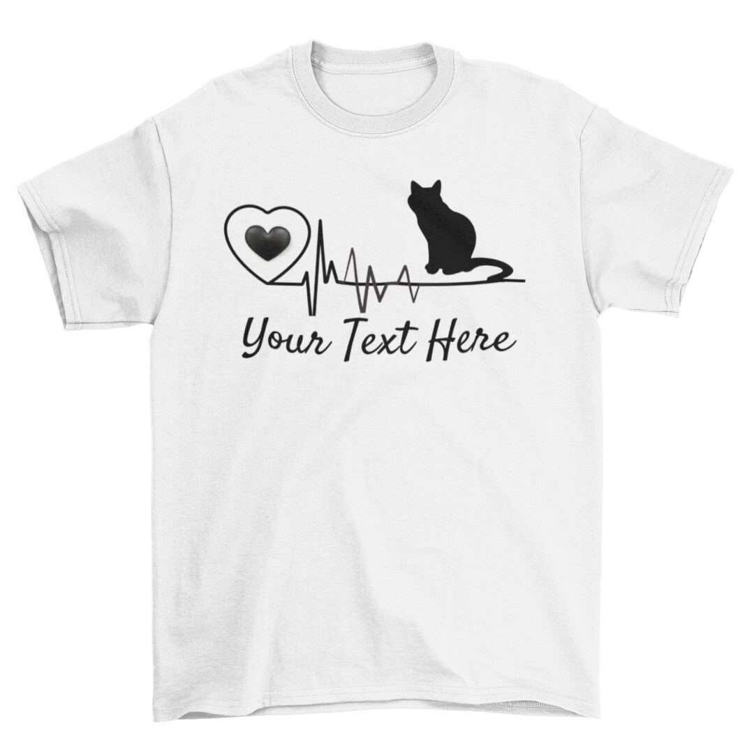 Customized Cat Heart Beat Shirt, Cat T Shirts, Gift for Cat Owner Shirt ...
