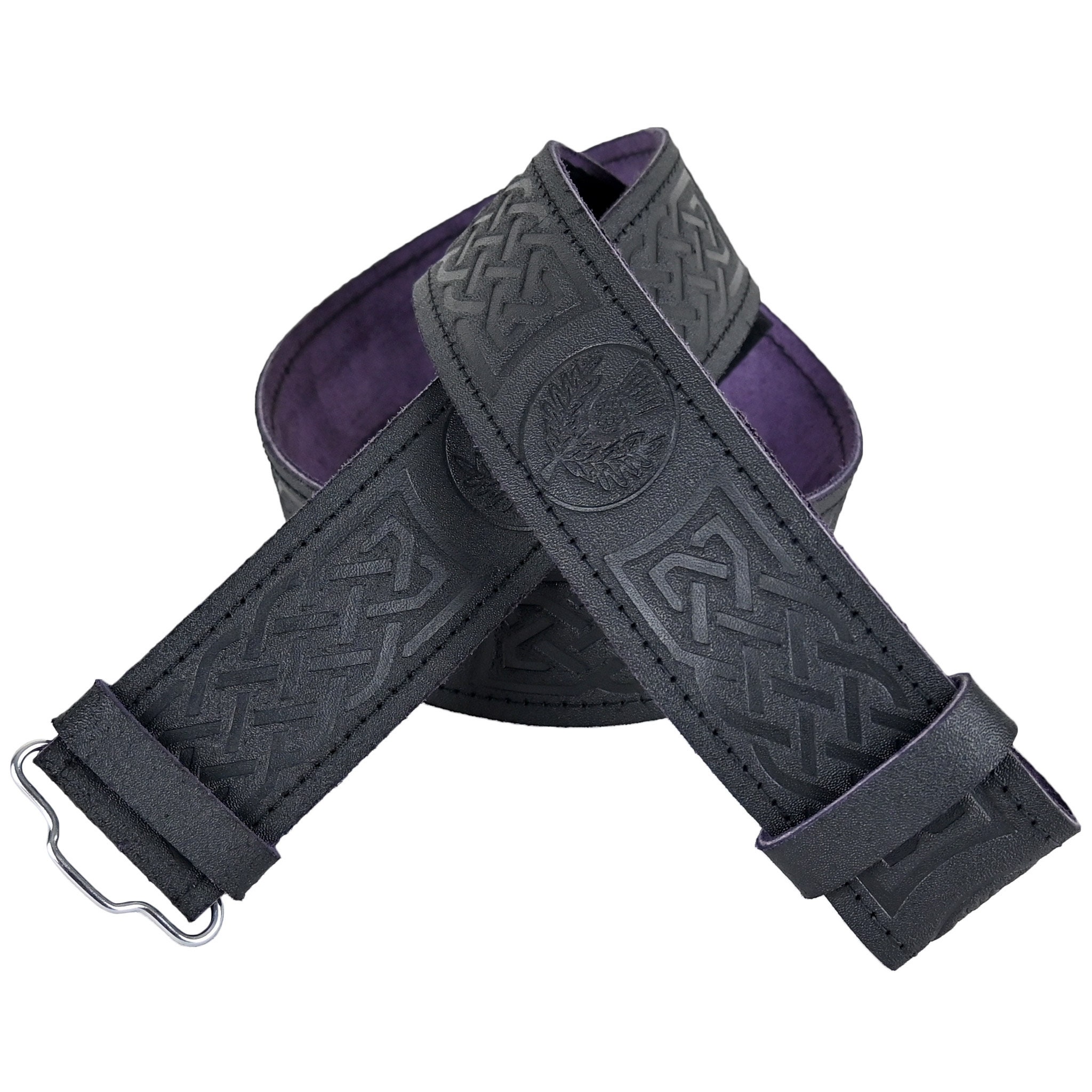 Men Leather Scottish Highland Kilt Belt With Thistle Embossed Design ...