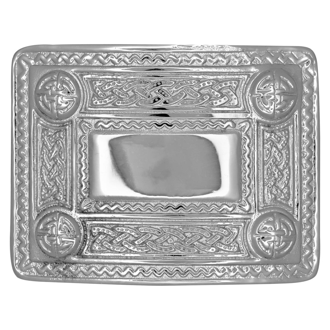 Traditional Scottish Celtic Knot Kilt Belt Silver Buckle Highlanders ...