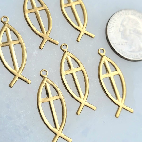 Cross Fish Charm - Etsy