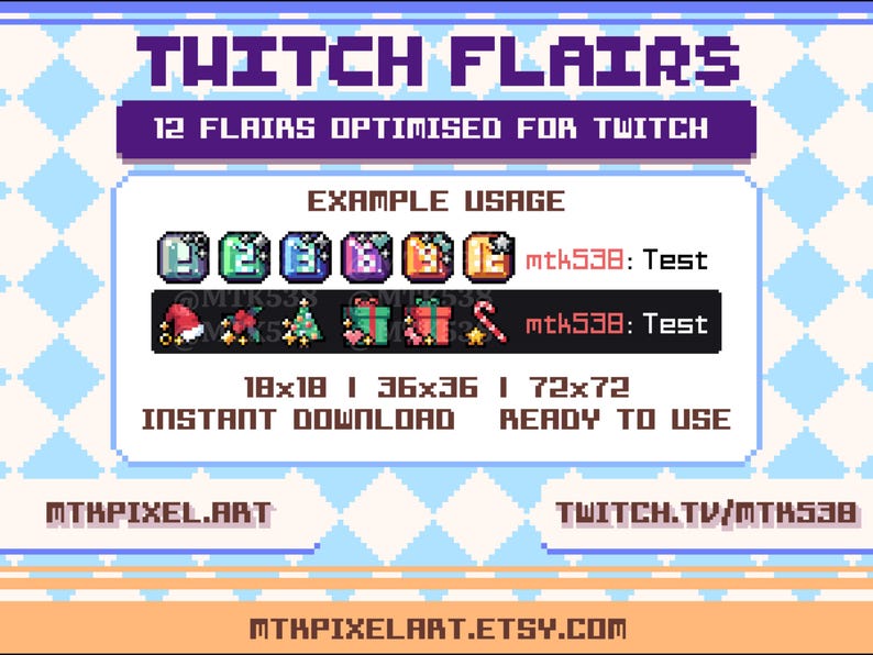 Pixel Art Twitch Flairs | Cute Aesthetic | Twitch Flair Set | Multiple ...