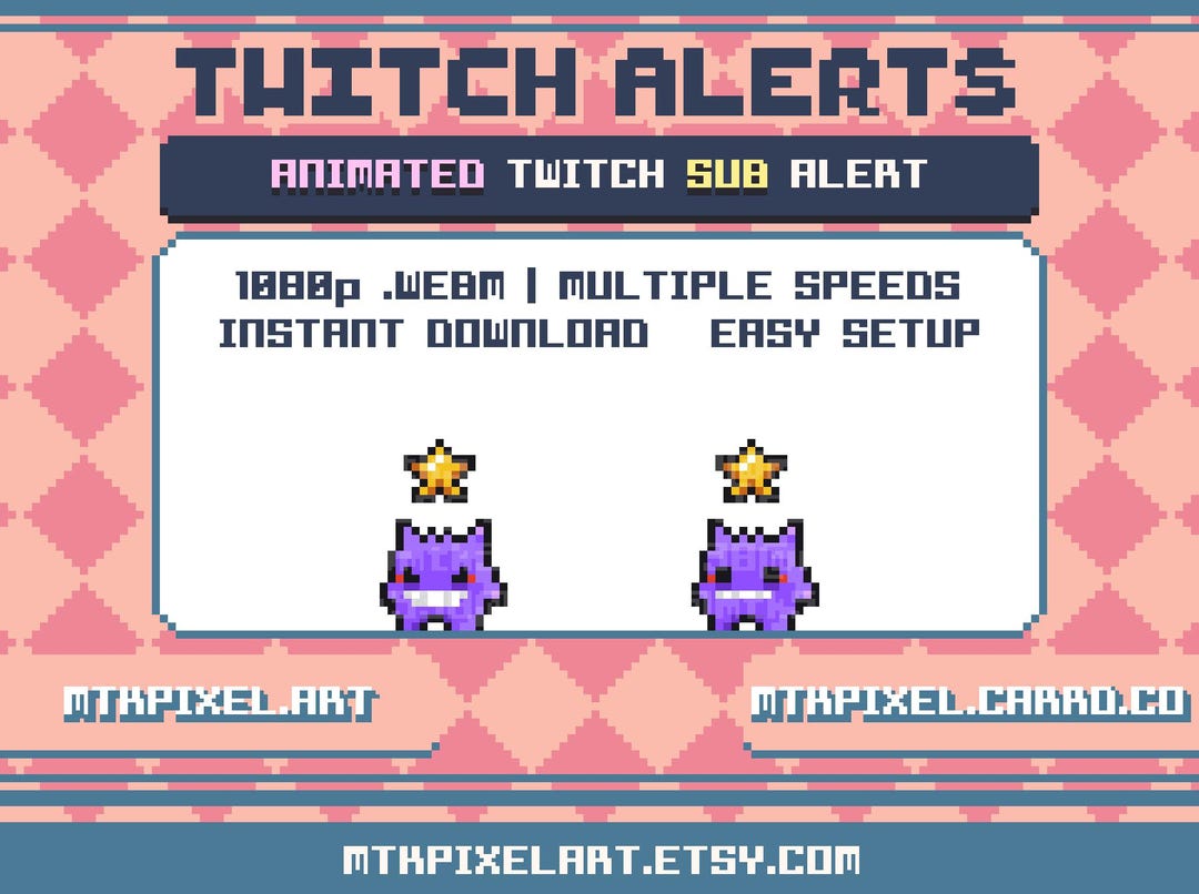 Gengar Inspired Twitch Sub Alert | Cute Pixel Pokemon Inspired Stream ...