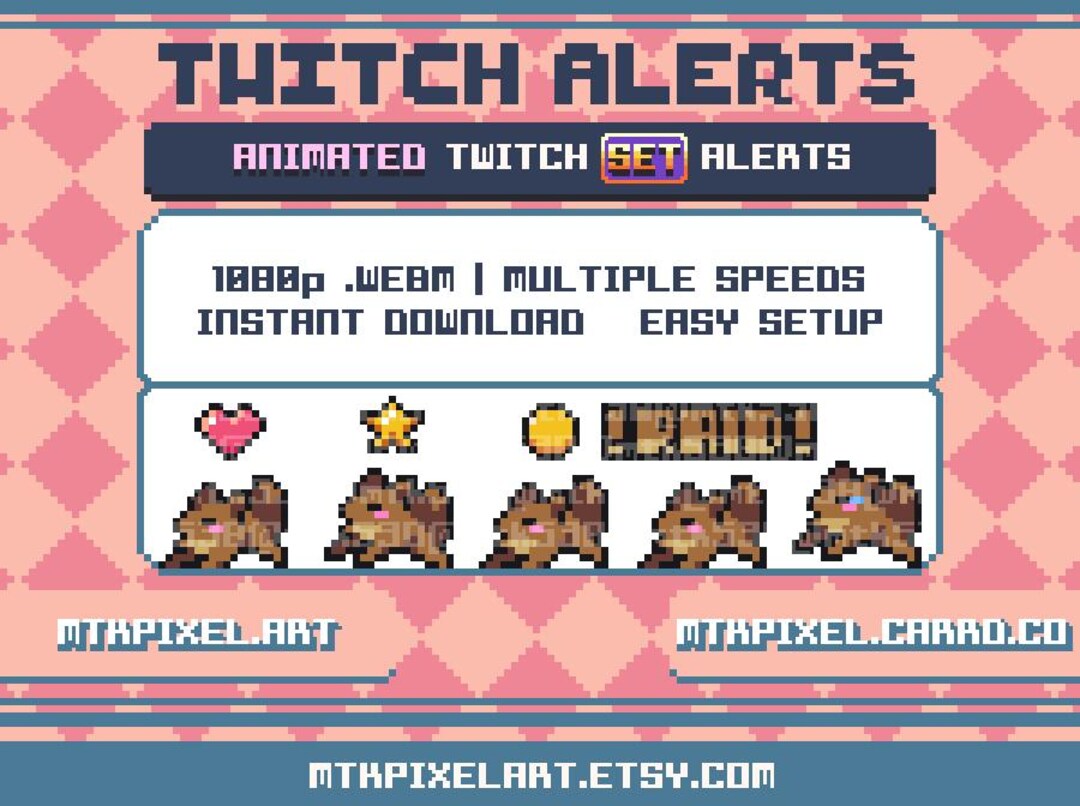 Eevee Inspired Twitch Alerts SET | Cute Pixel Pokemon Inspired Stream ...