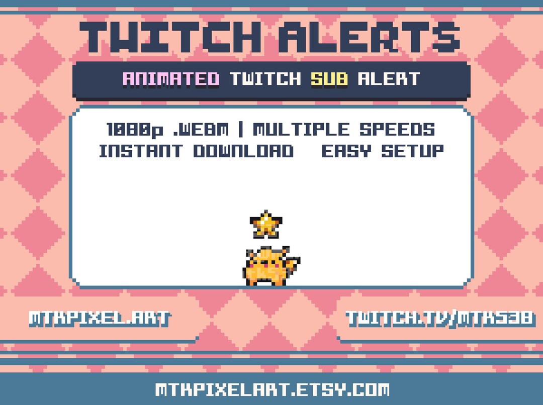Pikachu Inspired Twitch Sub Alert | Cute Pixel Pokemon Inspired Stream ...