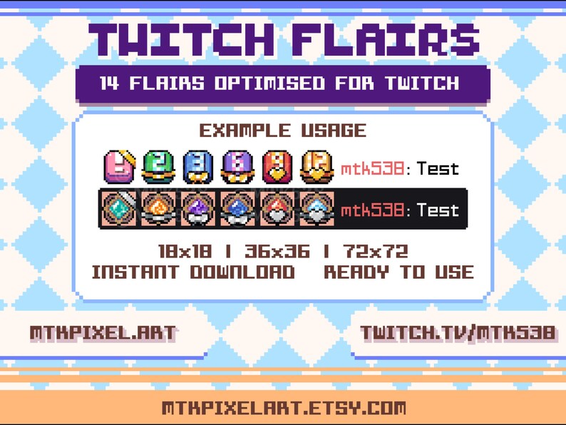 Pixel Art Twitch Flairs: Metal Ribbons, Gold & Silver (digital Download ...