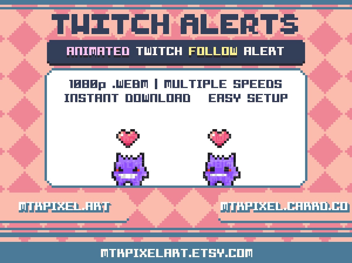 Gengar Inspired Twitch Follow Alert | Cute Pixel Pokemon Inspired ...