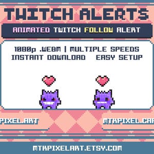 Gengar Inspired Twitch Follow Alert | Cute Pixel Pokemon Inspired ...