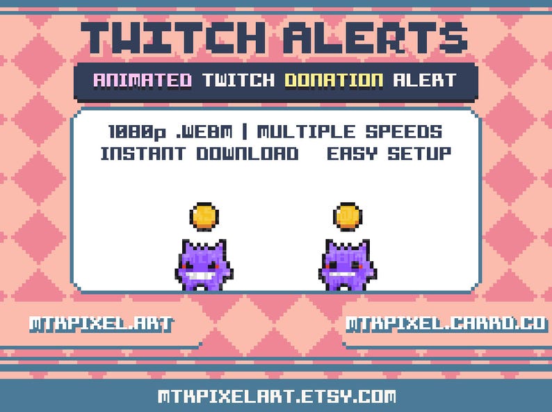 Gengar Inspired Twitch Donation Alert | Cute Pixel Pokemon Inspired ...