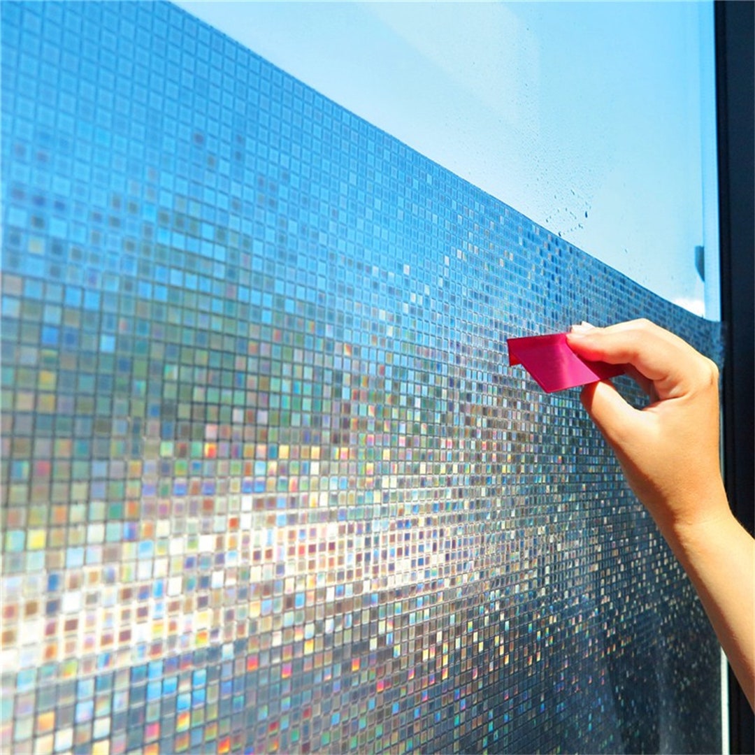Mosaic Frosted Privacy Window Film Rainbow Color Opaque Static Cling ...