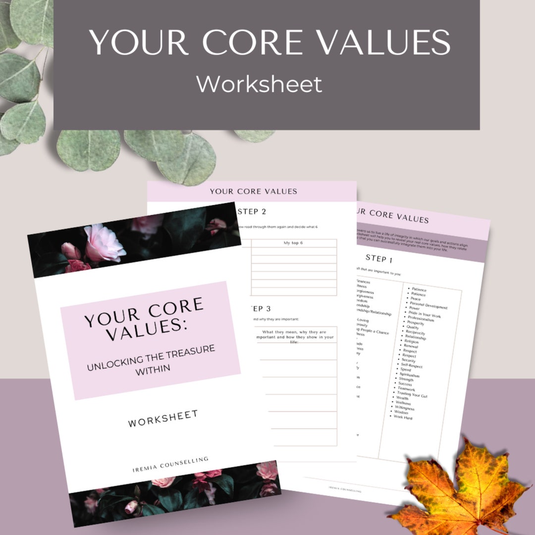 Discover Your Core Values. Printable Worksheet for Self-discovery ...