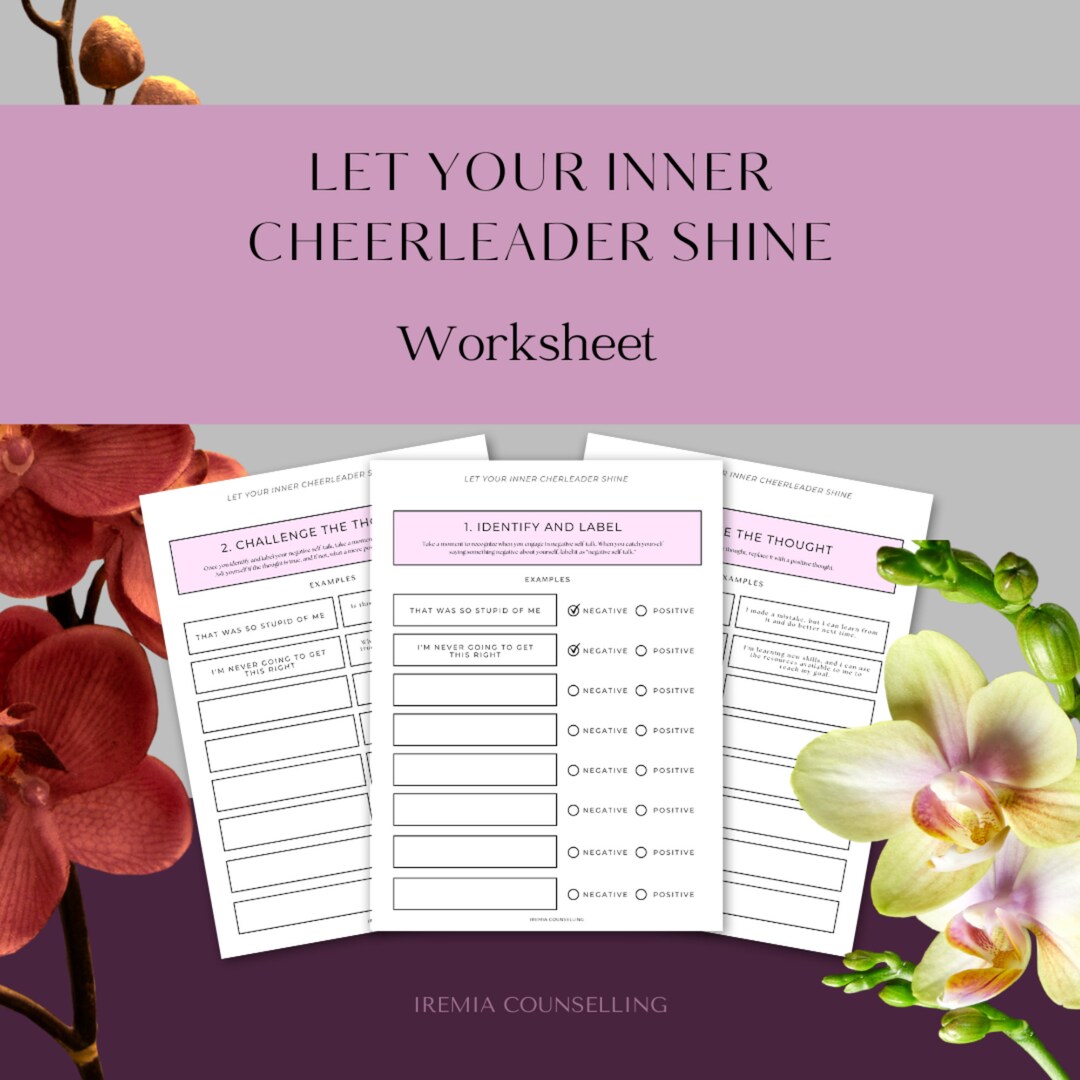 Overcome Negative Self Talk. Printable Worksheet. Self Reflection Tool ...