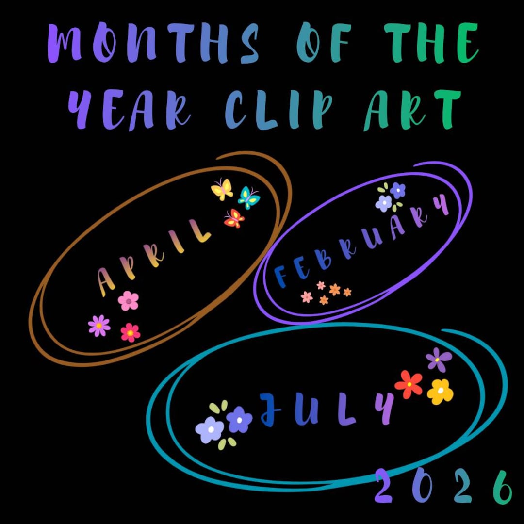 Months of the Year Clip Art, Planner Graphics, Watercolor, PNG ...