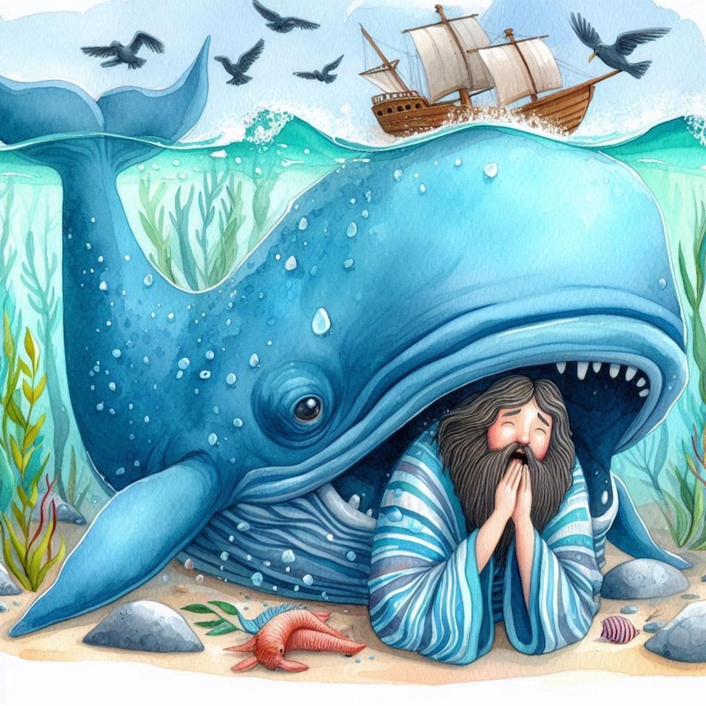 Jonah and the Whale Clipart Bundle: Bible Story Art (digital Download ...
